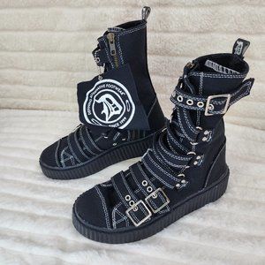 Demonia | Shoes | Demonia Snk 38 Mens High Top Black Canvas Sneaker ...